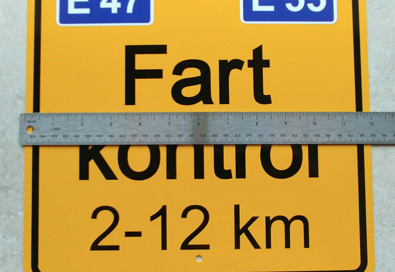 Fart Sign - FARTKONTROL - Danish Autobahn Plaque - Garage / Pub ...