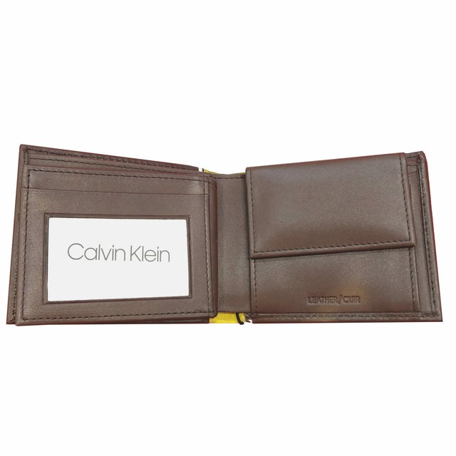 Ck Calvin Klein Men's Bifold Coin Pocket Leather Wallet Brown for sale ...