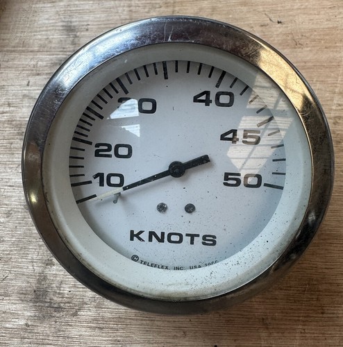 0-50 KNOTS SPEEDO Dashboard White Face Chrome Bezel GAUGE Outboard Boat ...