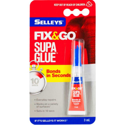 SELLEYS SUPA30 3Ml Supa Glue Fix'n'go Super Glue Bonds Metal, Rubber ...