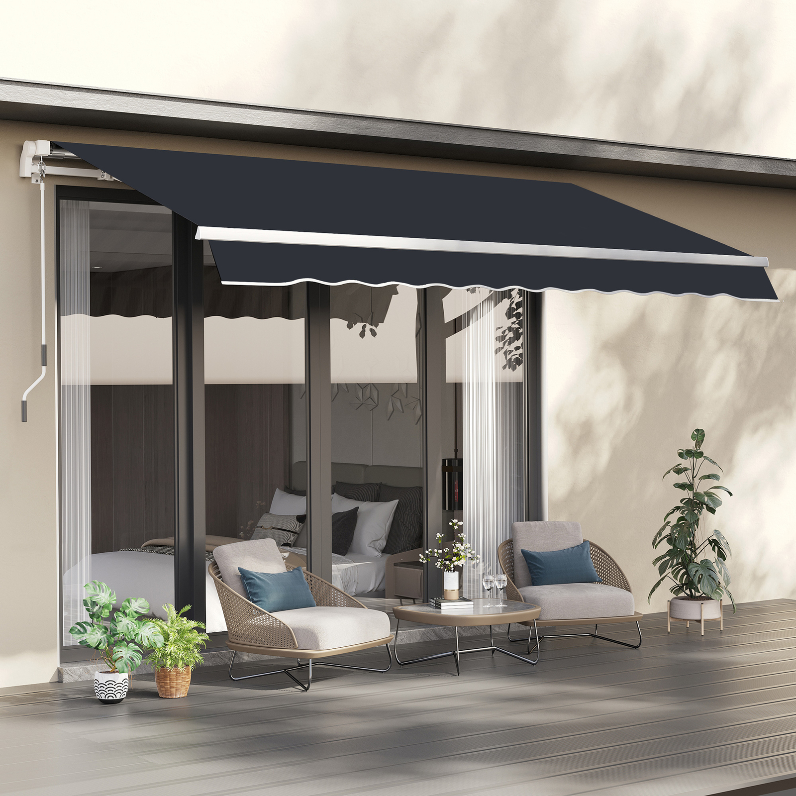 8x7 ft Outside Retractable Canopy Patio Awning Sun Shade Outdoor Deck ...
