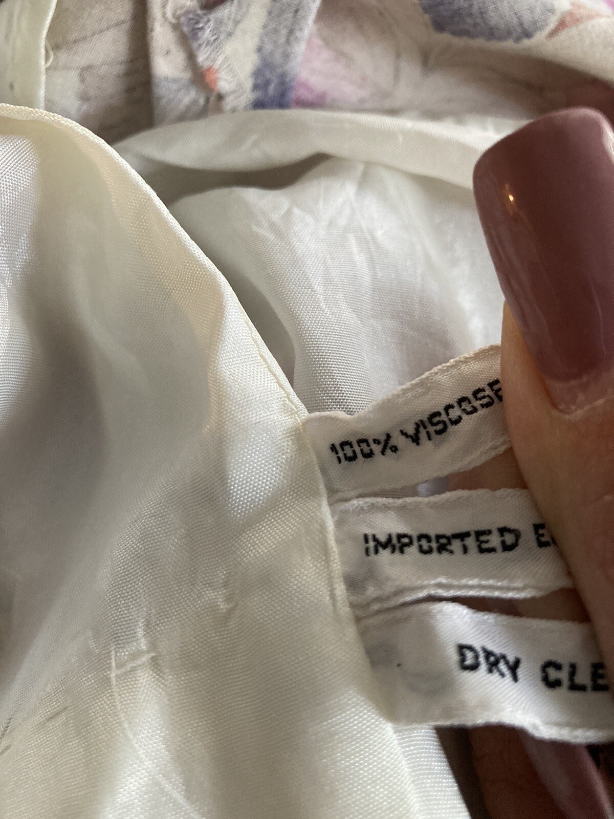 Vintage Michel Rene Earth Tones & Purple Leafs Print … - Gem