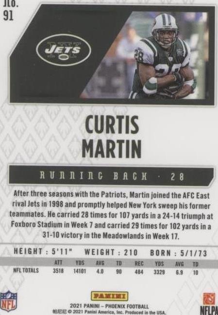Las mejores ofertas en 2021 Panini Phoenix Curtis Martin #91 | eBay