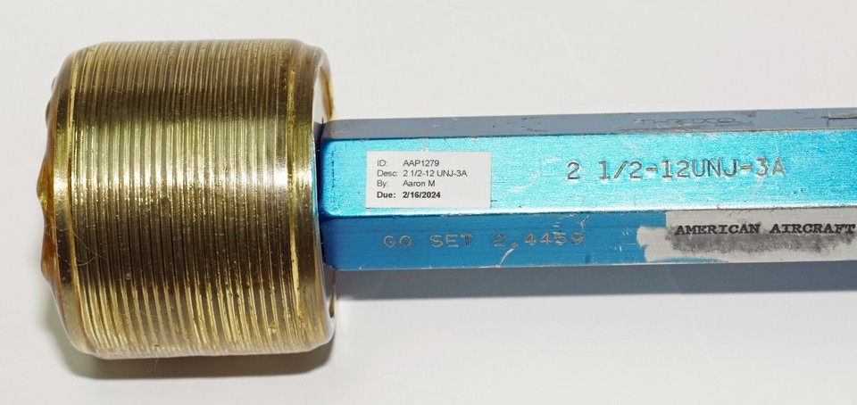 2-1/2 12 UNJ-3A Thread Set Plug Gage Go 2.4459 No 2.4413 Thredco USA | eBay