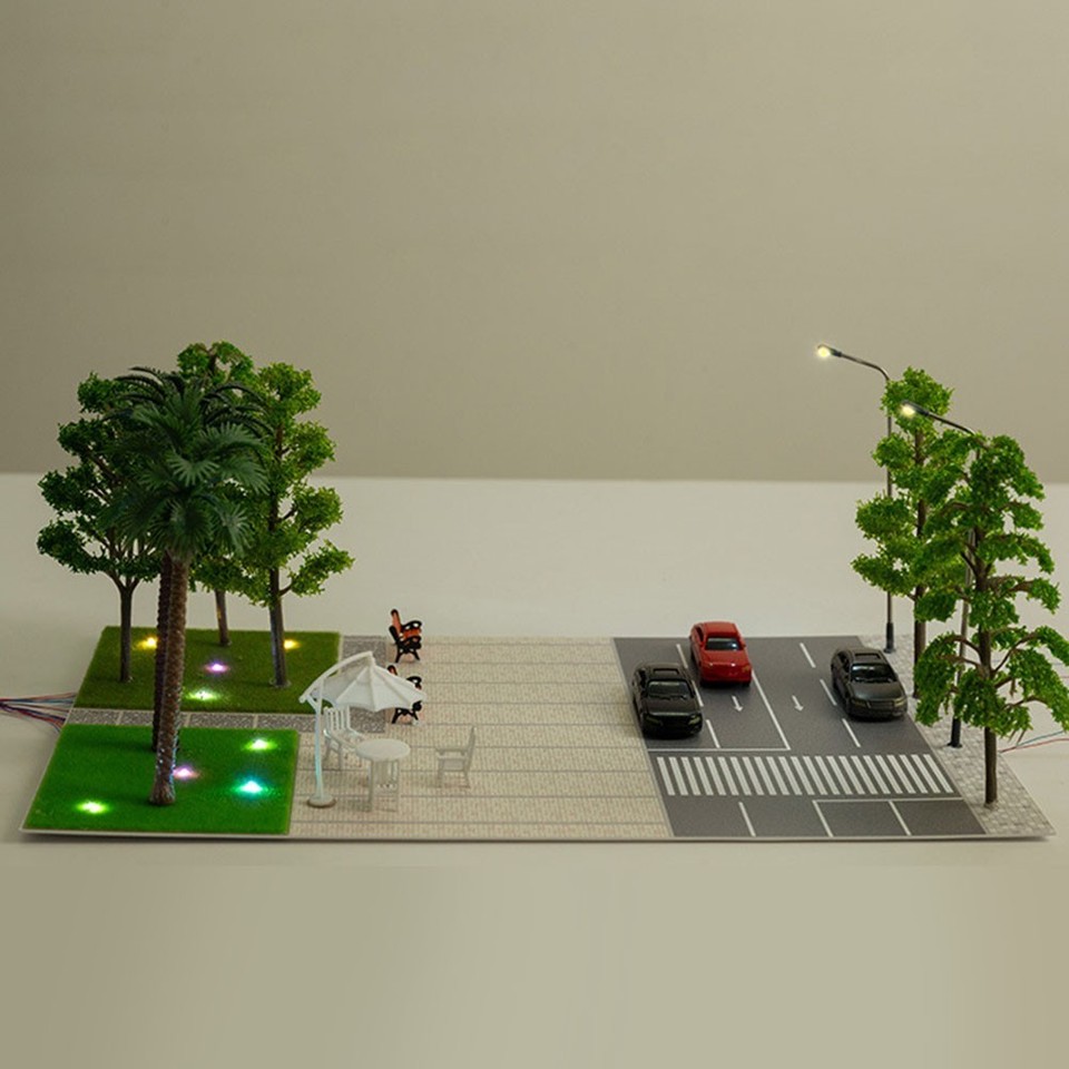 Vibrant LED Illuminated City Road Diorama Car Parking Lot for Hobbyist ...