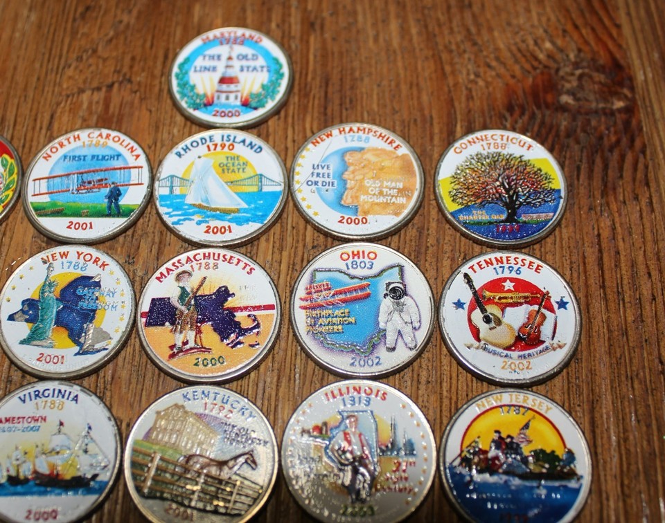 Lot of 21 Colorized State Quarters Statehood Series | eBay