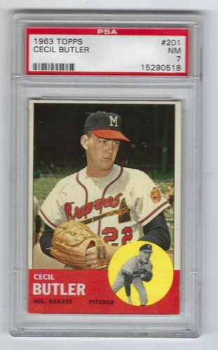 1963 Topps baseball card #201 Cecil Butler Milwaukee Braves graded PSA ...