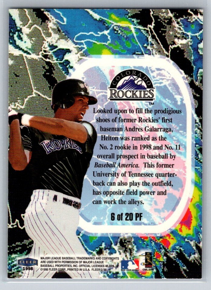 1998 Fleer Tradition #6PF Todd Helton Colorado Rockies Card | eBay