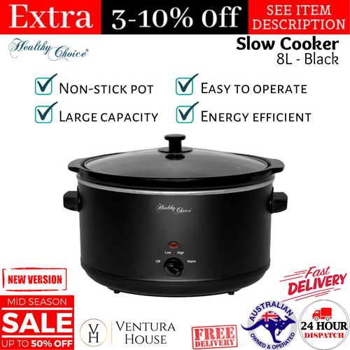 Healthy Choice Large 300W 8L Non Stick Slow Cooker Stew Dumplings ...