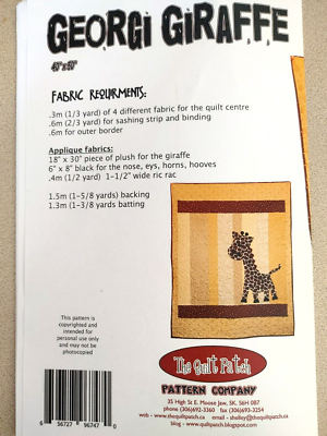 Giraffe Applique Quilt Pattern