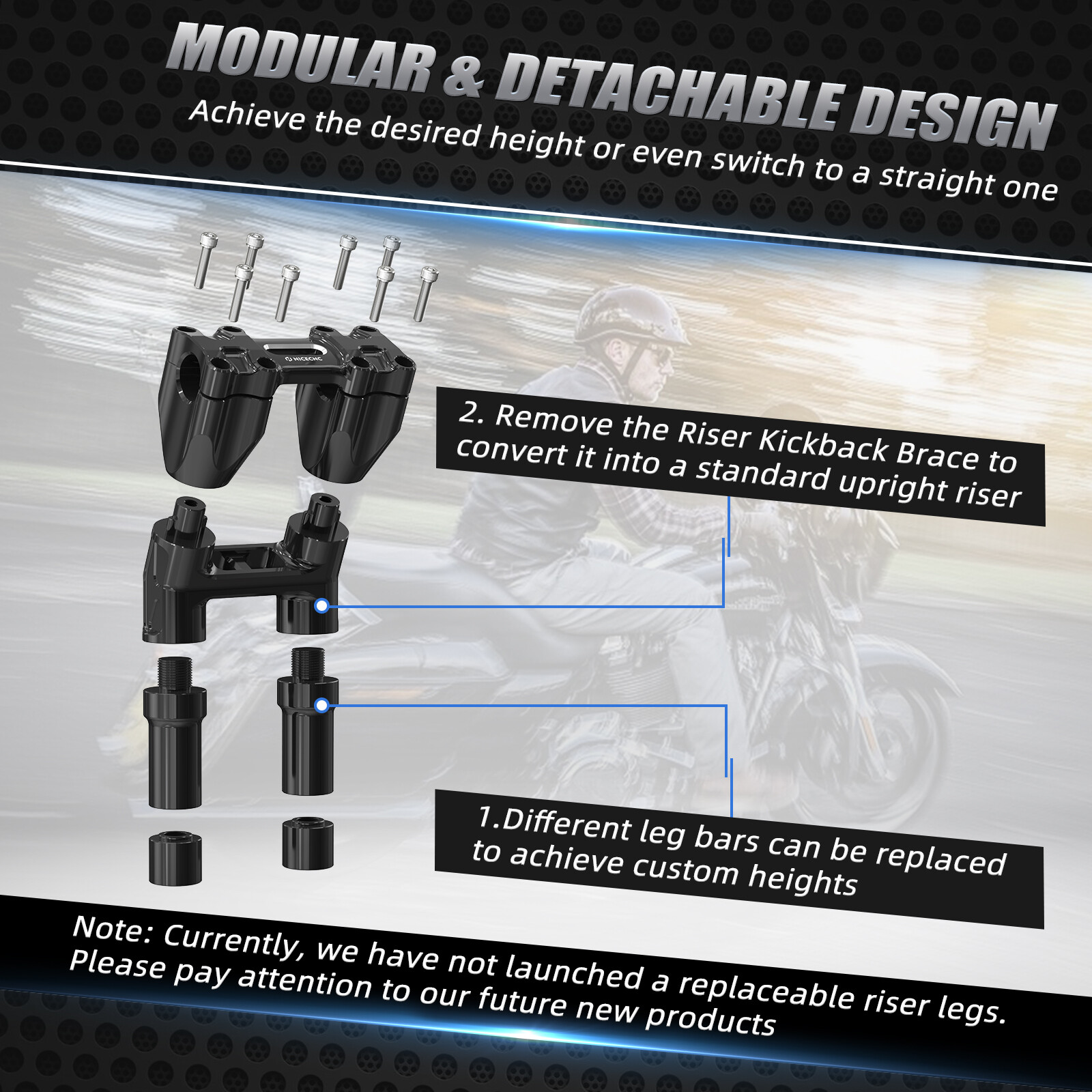 Set Kickback Handlebar Riser For Harley Softail FXST FXSTI FLSS FLSL ...