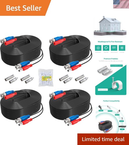 4 Pack 30M/100ft All-in-One Video Power Cables, BNC Extension ...