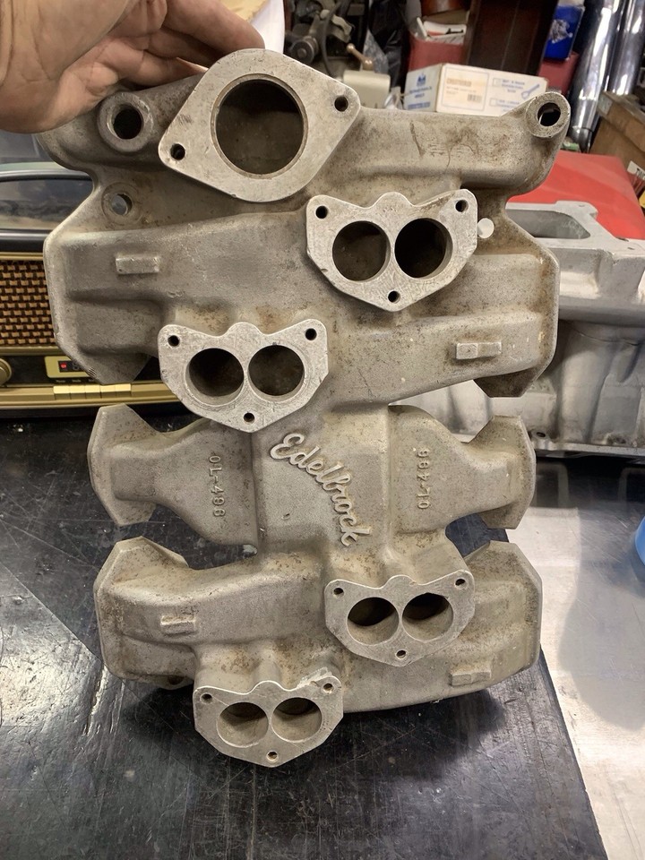 Edelbrock OL-496 4x2 Rare 4-Deuce Intake Rat Rod Street Rod Hot Rod | eBay