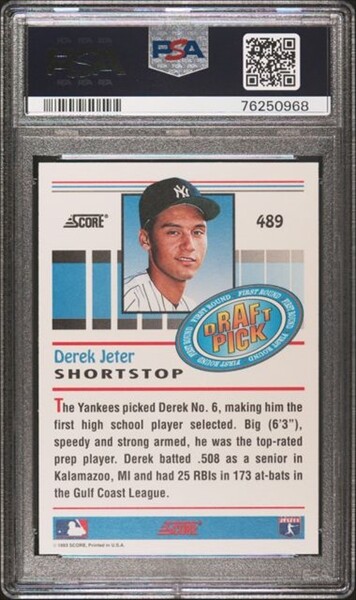 1993 Score 489 Derek Jeter DRAFT PICK ROOKIE CARD MINT PSA 9!!! | eBay