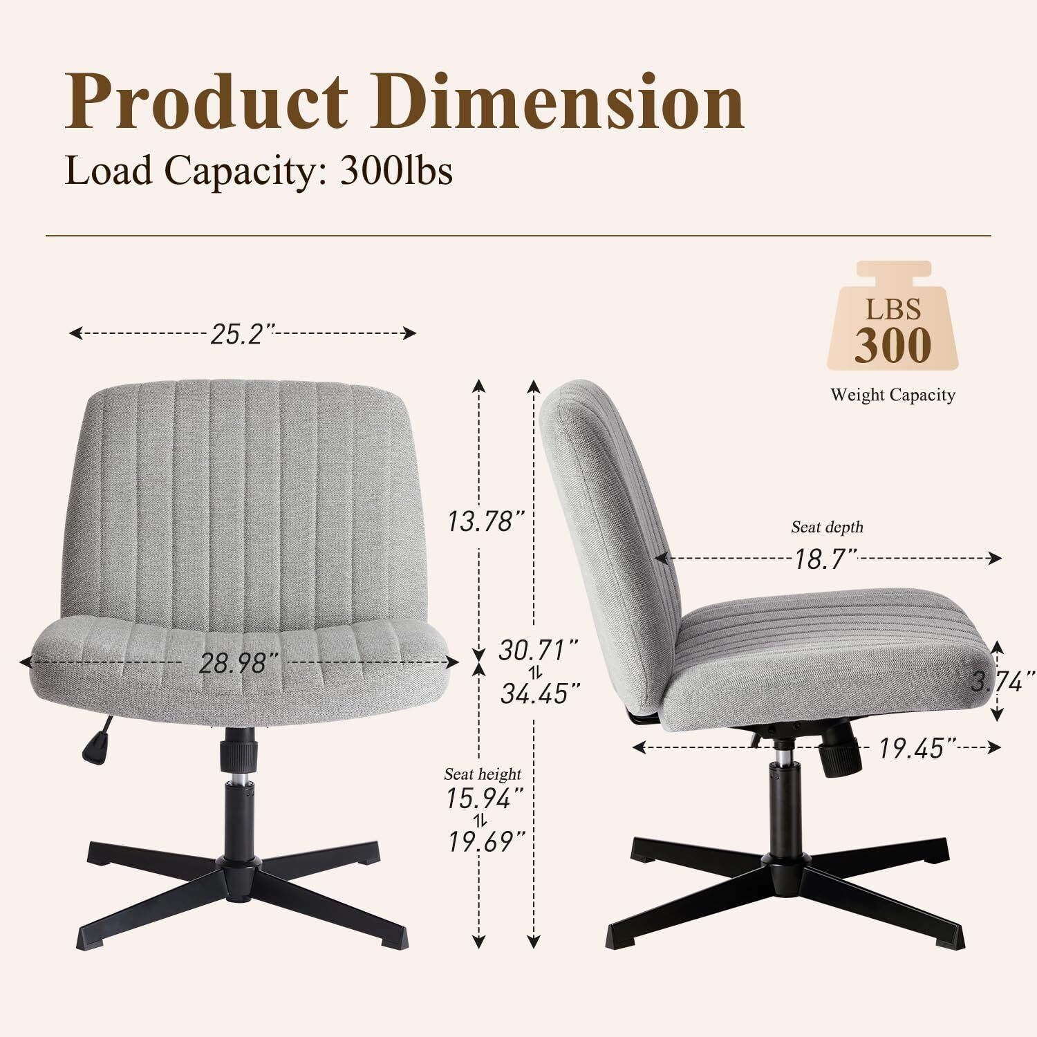 Criss Cross Legged Chair Height Adjustable Chair for Home Officee Grey ...