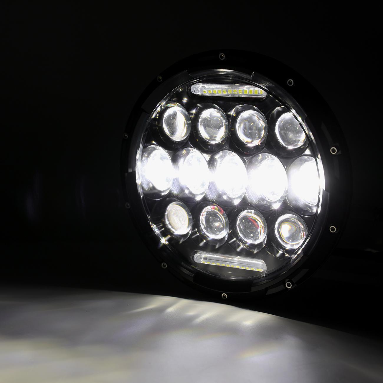 2PCS 75W 7" Inch Round LED Headlights Hi/Lo Beam For Jeep Wrangler JK 2 ...
