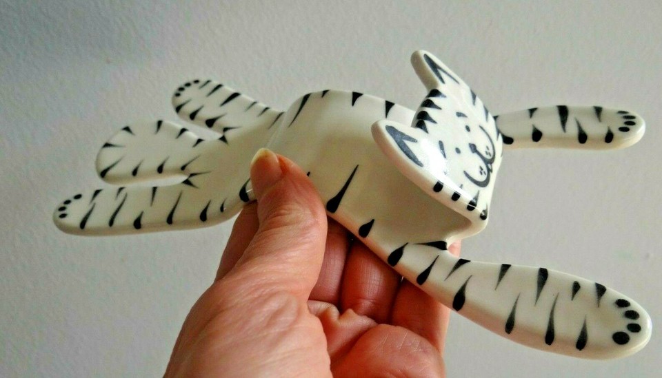 VTG CAT SPOON HOLDER KITCHEN OFFICE HOME CERAMIC HANDMADE Novelty CAT ...