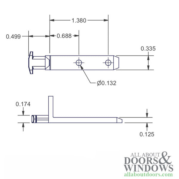 Pivot Bar For Tilt Windows L Shaped T Head End Zinc Pivot Bar 2.125 ...