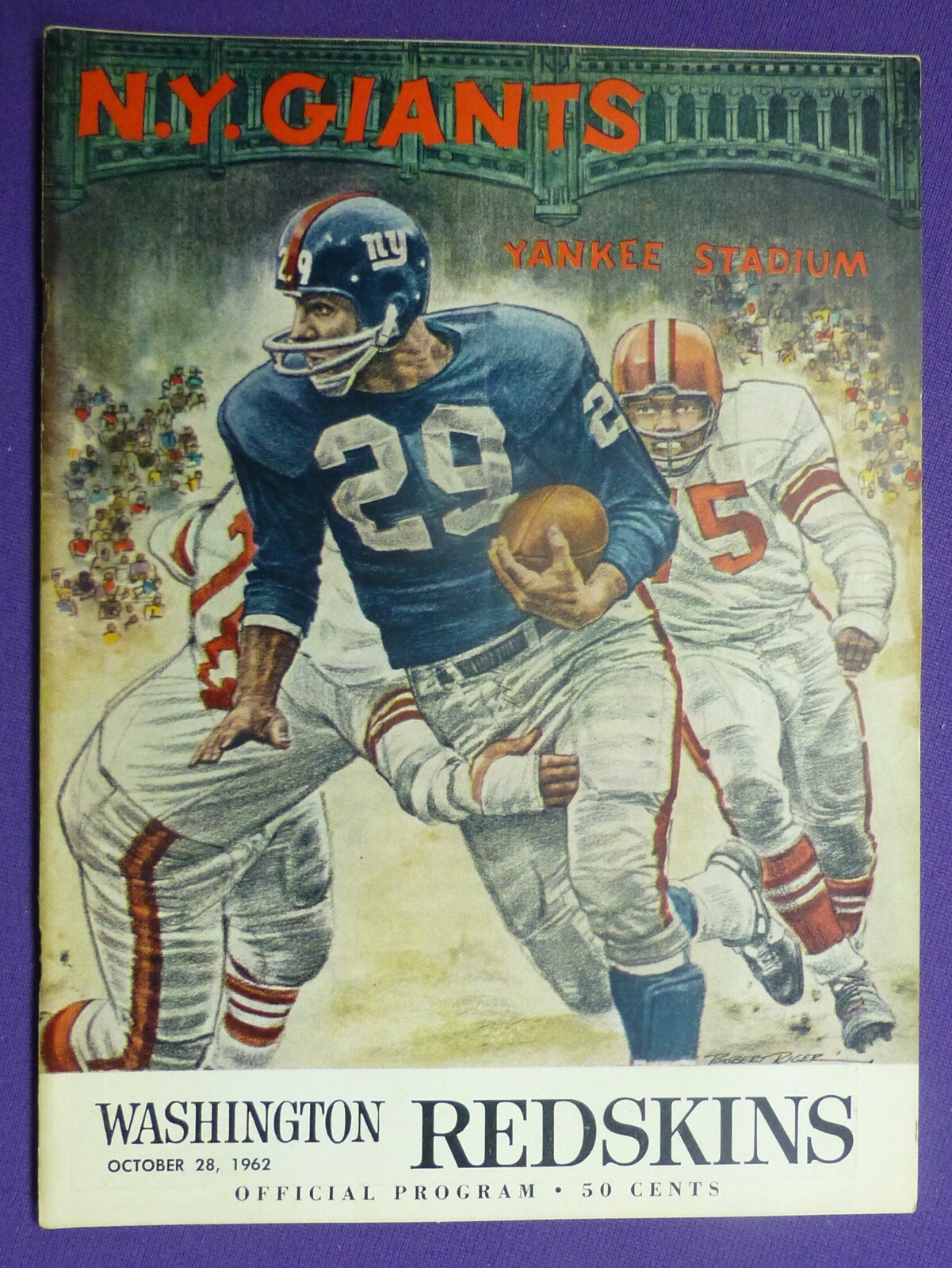 SET OF 6 - 1962 NEW YORK GIANTS FOOTBALL PROGRAMS - STEELERS REDSKINS ...