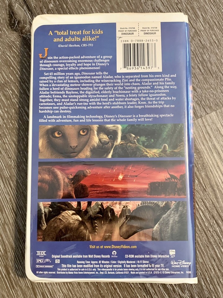Walt Disney Dinosaur 2001 VHS Clamshell Movie VG+ Condition ...