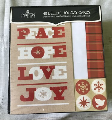 Carlton Cards 40 Deluxe Holiday Cards with Self-Sealing Envelopes ...
