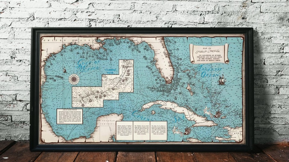 Sunken Treasure Map - Florida, Bahamas, Gulf of Mexico. 1 Map + 1 Index ...