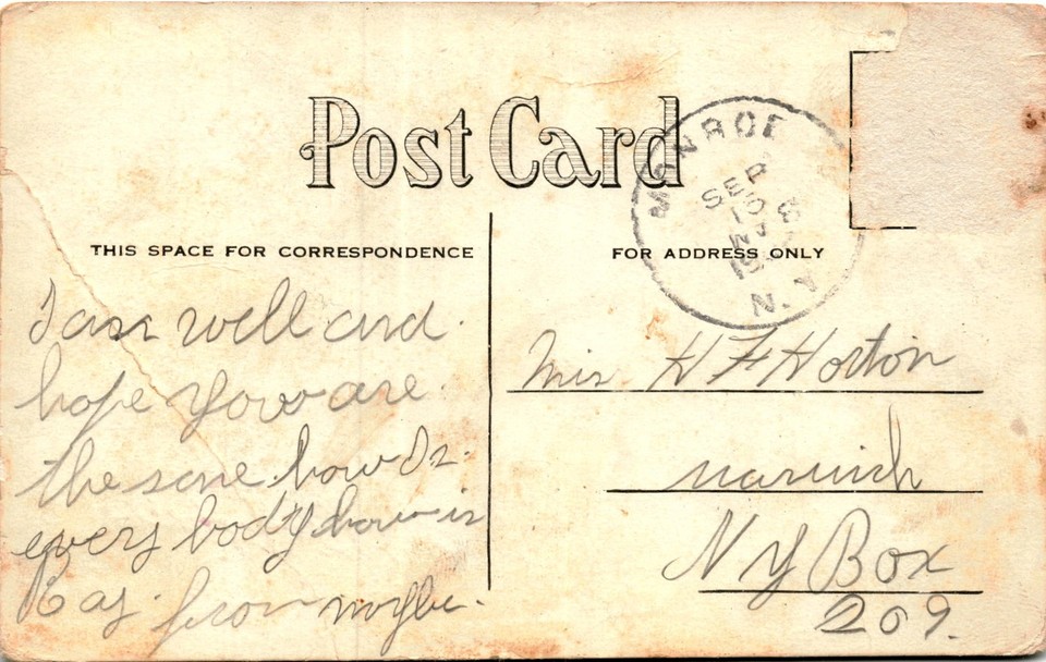 Fred Horton, Marmich, Ny Box 209, MAYBE, Jass, Mr. Postcard | eBay