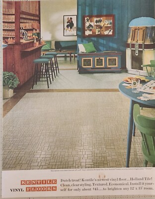 1965 Kentile Vinyl Floors Vintage Ad 13 x 10 Dutch treat Holland tile ...