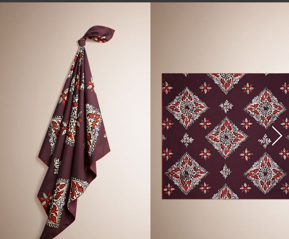 New Unisex Burberry Scarf Lucky Floral Print Burgundy Alhambra Flower ...