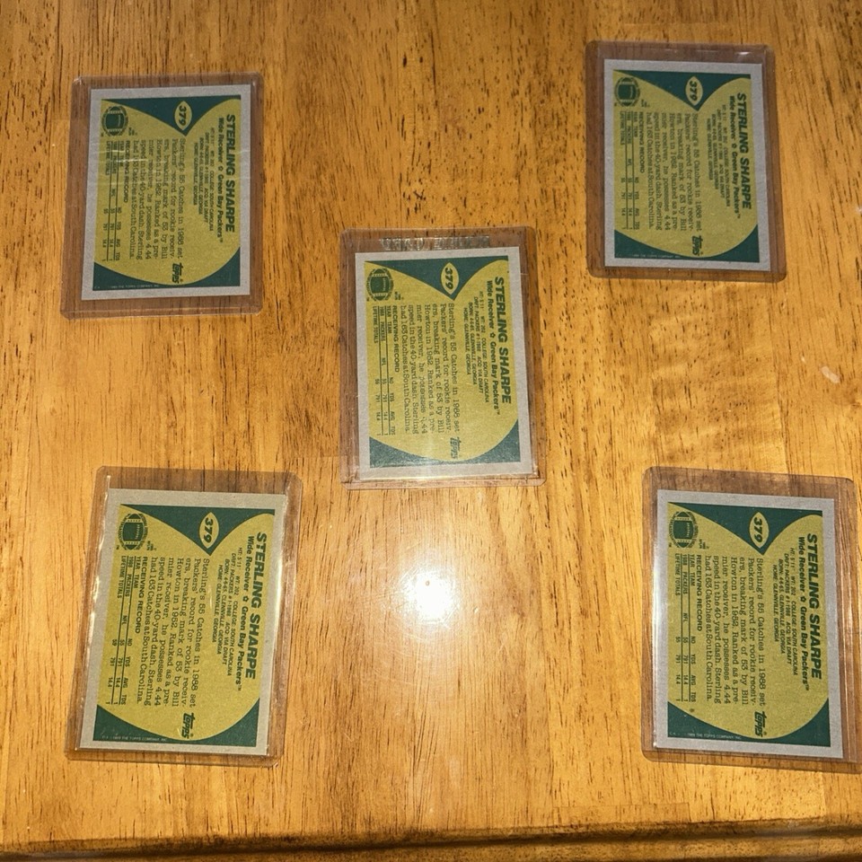 Sterling Sharpe 5 Rookie Cards Mint HOF RC 1989 Topps #379 Green bay ...