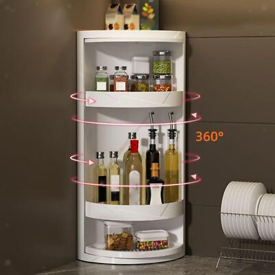 3 Tier 360 Degree Rotating Shelf Bathroom Corner Shelf Rotating ...