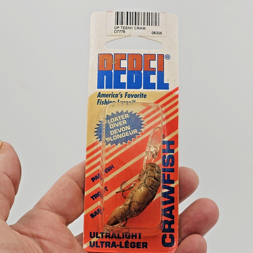 Vtg 2003 Rebel Deep 1 1/2" Teeny Crawfish D7775 Brown Craw Orange Belly ...