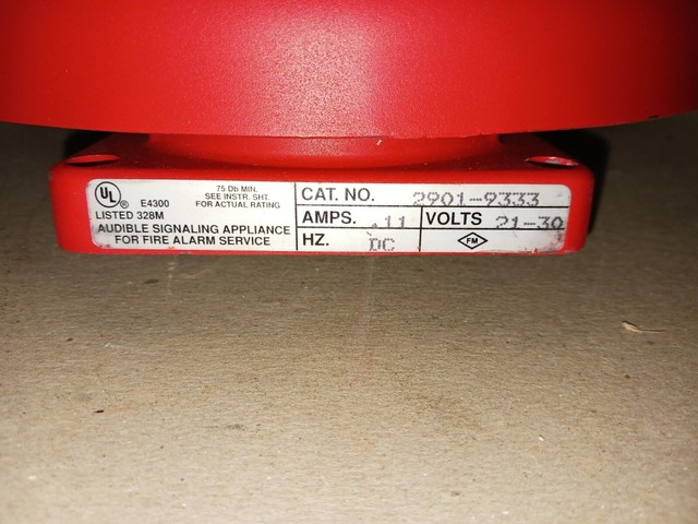 Simplex 2901-9333 10' Vibrating Bell Fire Alarm Red for sale online | eBay