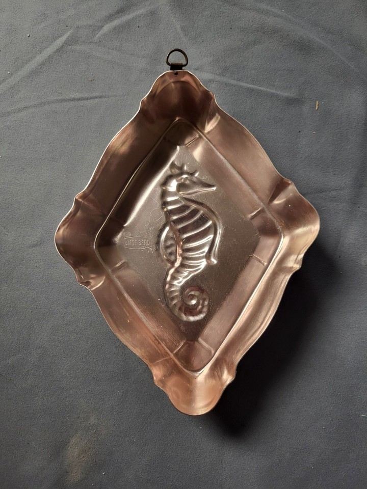 Vintage West Bend Jello Cake Copper Seahorse Wall Hanging Mold Wall Art ...
