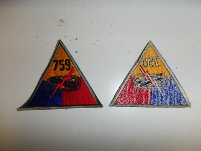 e4659 WW2 US Army Armored 759 Tank Battalion Triangle patch Division ...