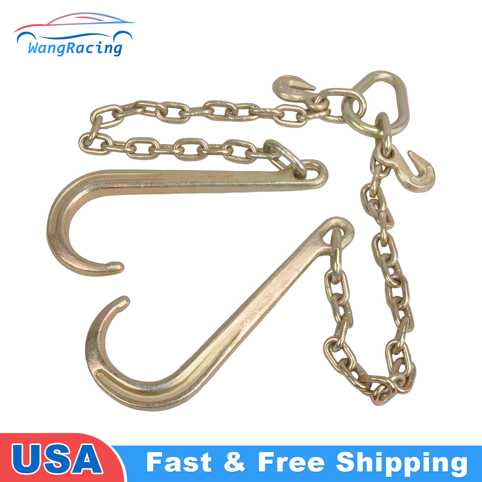 5/16" X 2' G70 Tow Chain J-hooks V-chain Flatbed Truck Rollback Wrecker ...