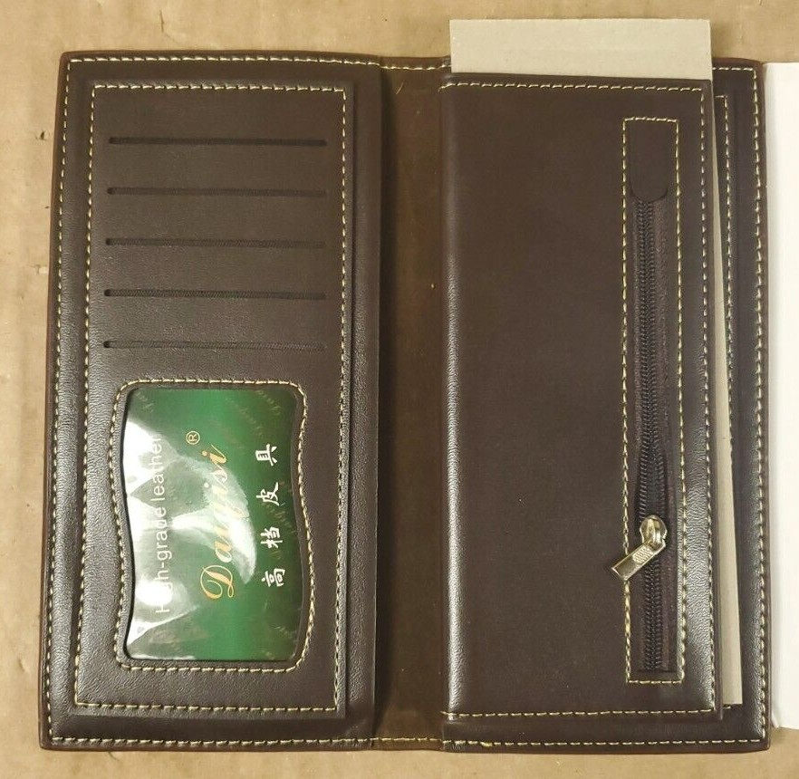 Daiqisi brown leather wallet checkbook credit card holder HF-33 new in ...