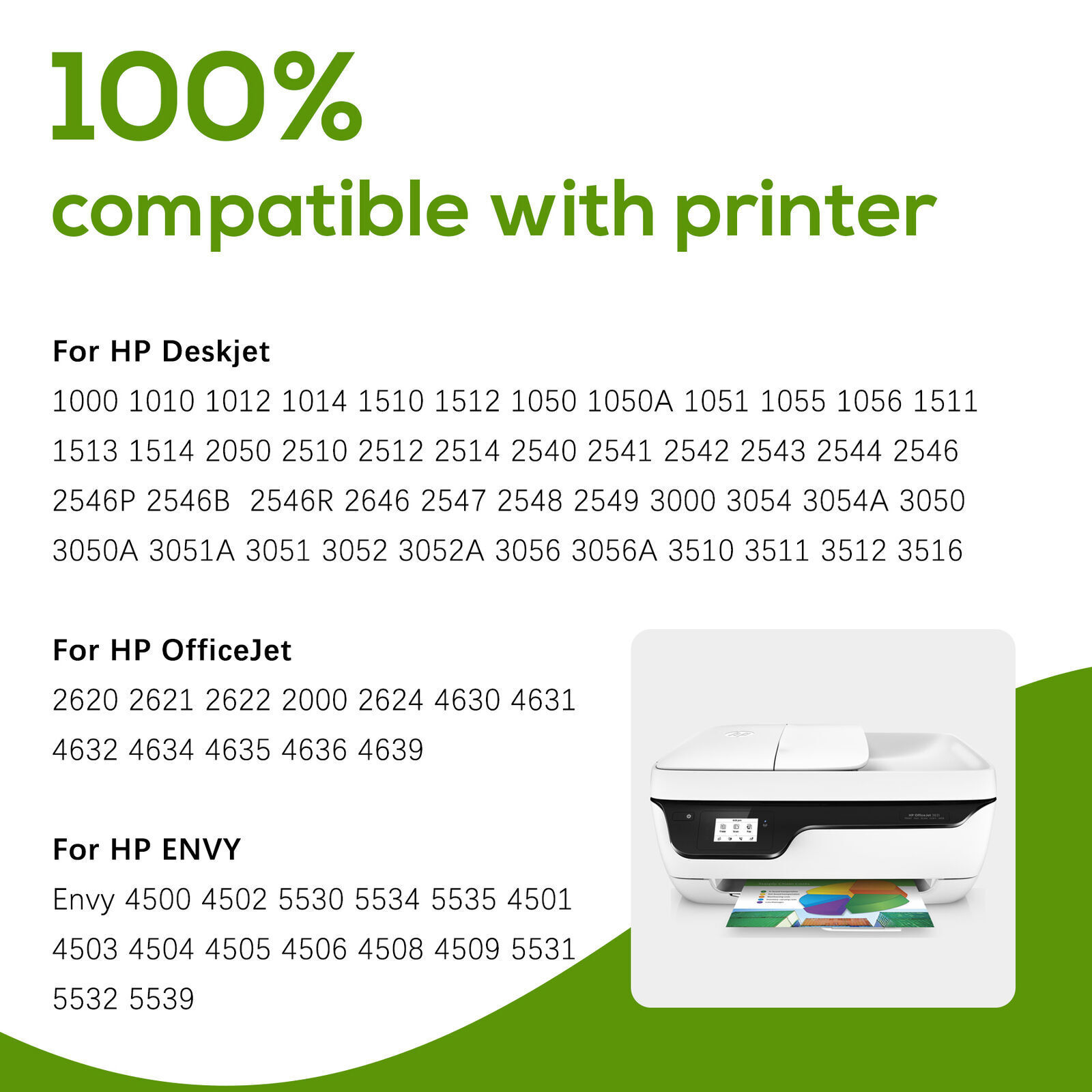 61XL Black Color Ink Cartridge For HP #61XL ENVY 4500 4501 4502 5530 ...