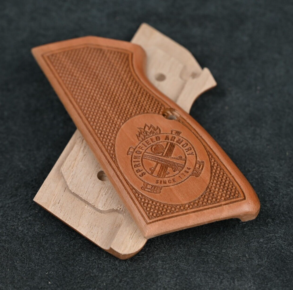 Springfield Armory SA-35 Hi-Power Checkered Walnut Grips. Fits EAA ...