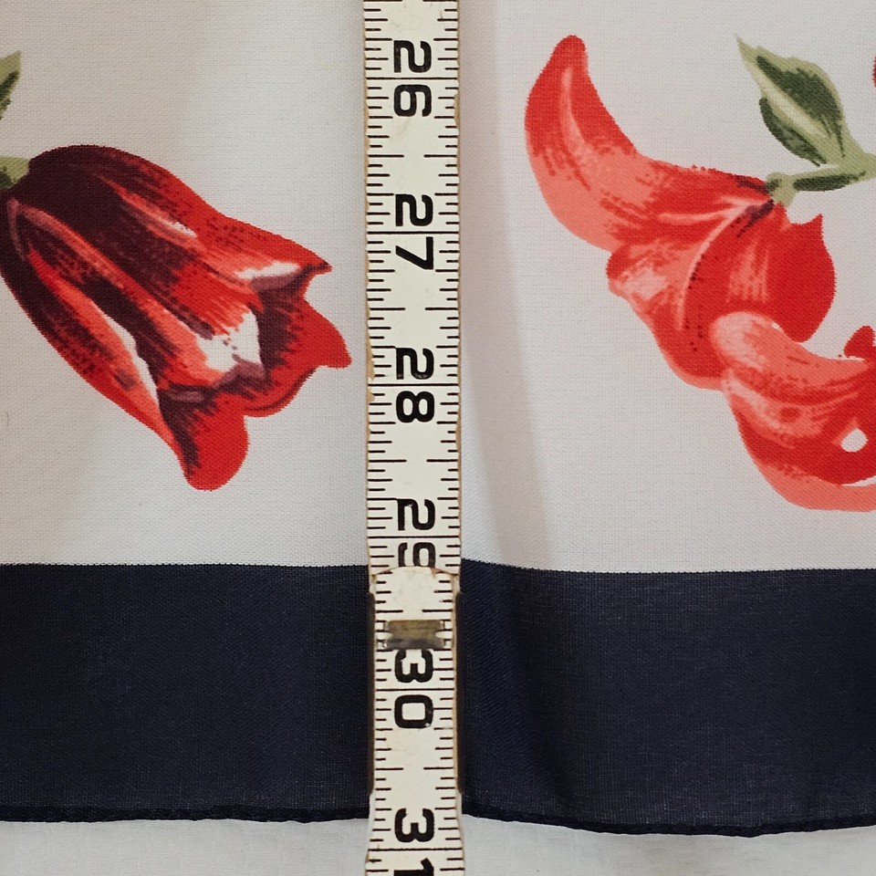 Chiffon Scarf Made in Italy Floral Motif Red White Day Lily Tulip Sheer ...