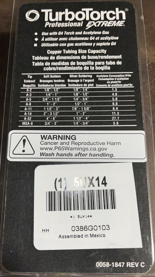 A-8 Turbo-Torch Acetylene Professional Extreme Torch Tip Brand New In ...