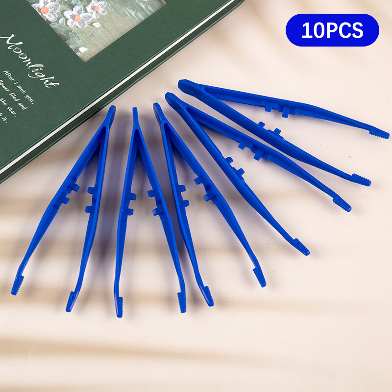 10pcs Plastic Blue Tweezers Medical Beads Disposable Tweezers Tools ...