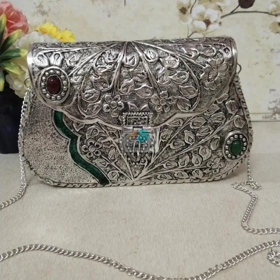 German Silver Purse Vintage Woman Sling Handbag Evening Clutch Art ...
