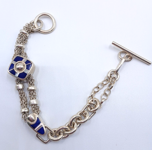 Ray Tracey Knifewing Navajo Sterling Silver Lapis & Shell Chain Toggle ...