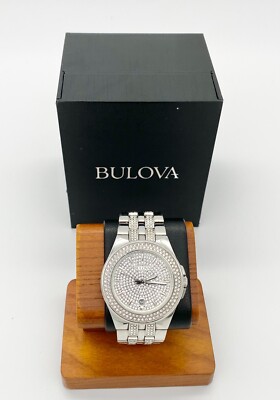 Bulova Crystal 42mm 3 ATM 96B235 Stainless Steel Quartz Watch | eBay