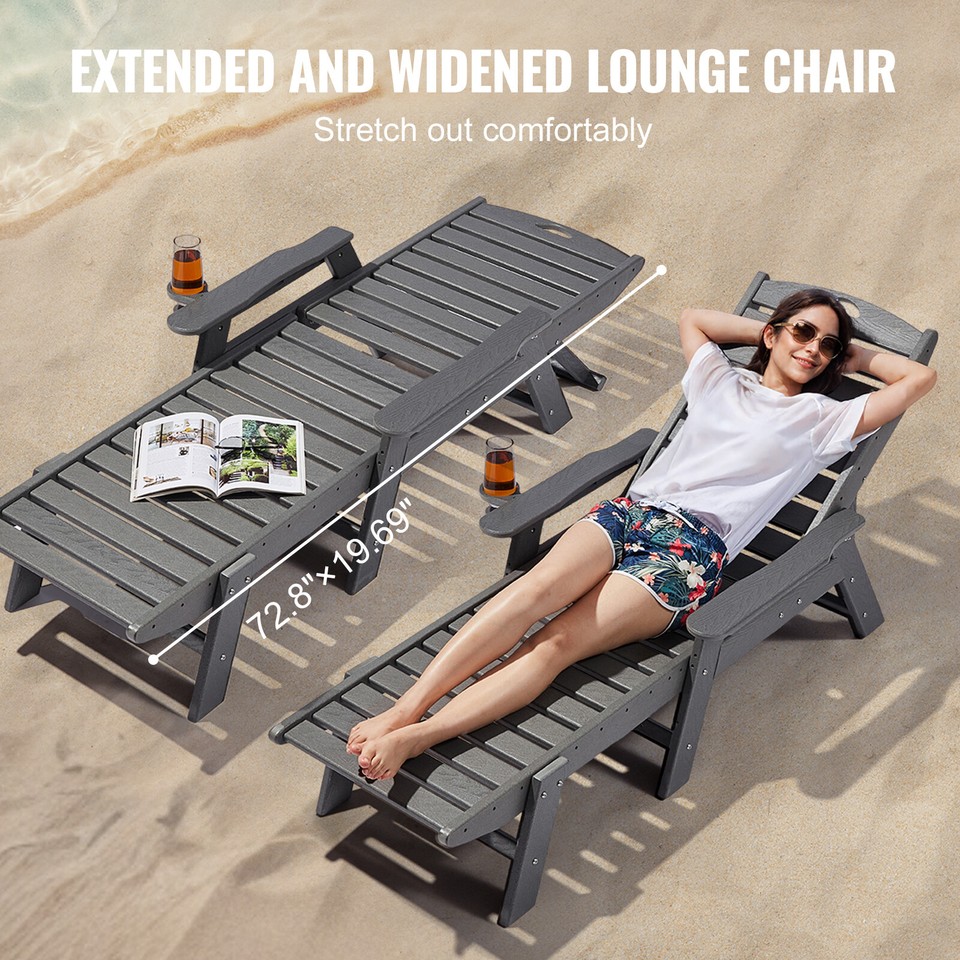 Outdoor Chaise Lounge Chair Adjustable Patio Reclining Bench Lounger ...