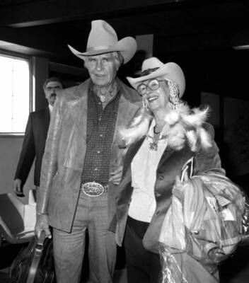 Actor Jim Davis, who plays Jock Ewing in Dallas, and his wife B- 1980 ...