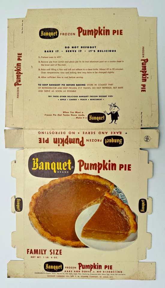 Vintage RARE 1960's Banquet PUMPKIN PIE Box halloween frozen kids food ...