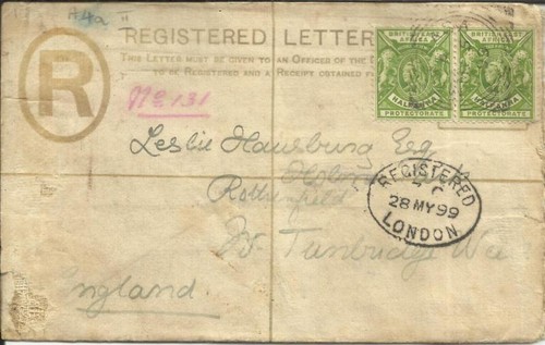 British East Africa Protectorate Registered Postal Envelope HG:C1 ...