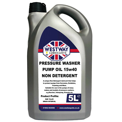 Pressure Washer Pump Oil SAE 15w40 Non Detergent 5L - 5 Litres | eBay
